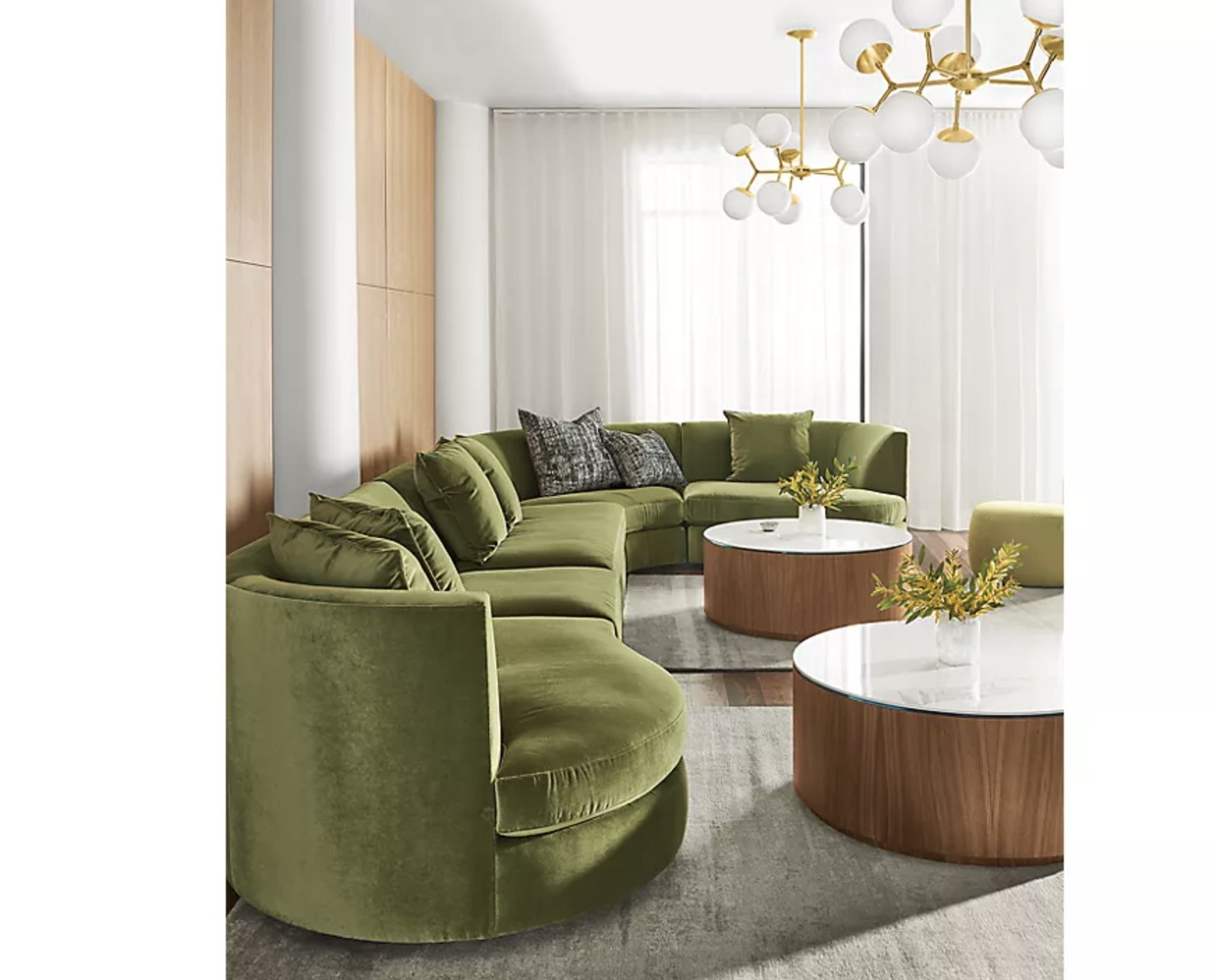 Curved Velvet Sofa In Dark Green Velvet | atelier-yuwa.ciao.jp