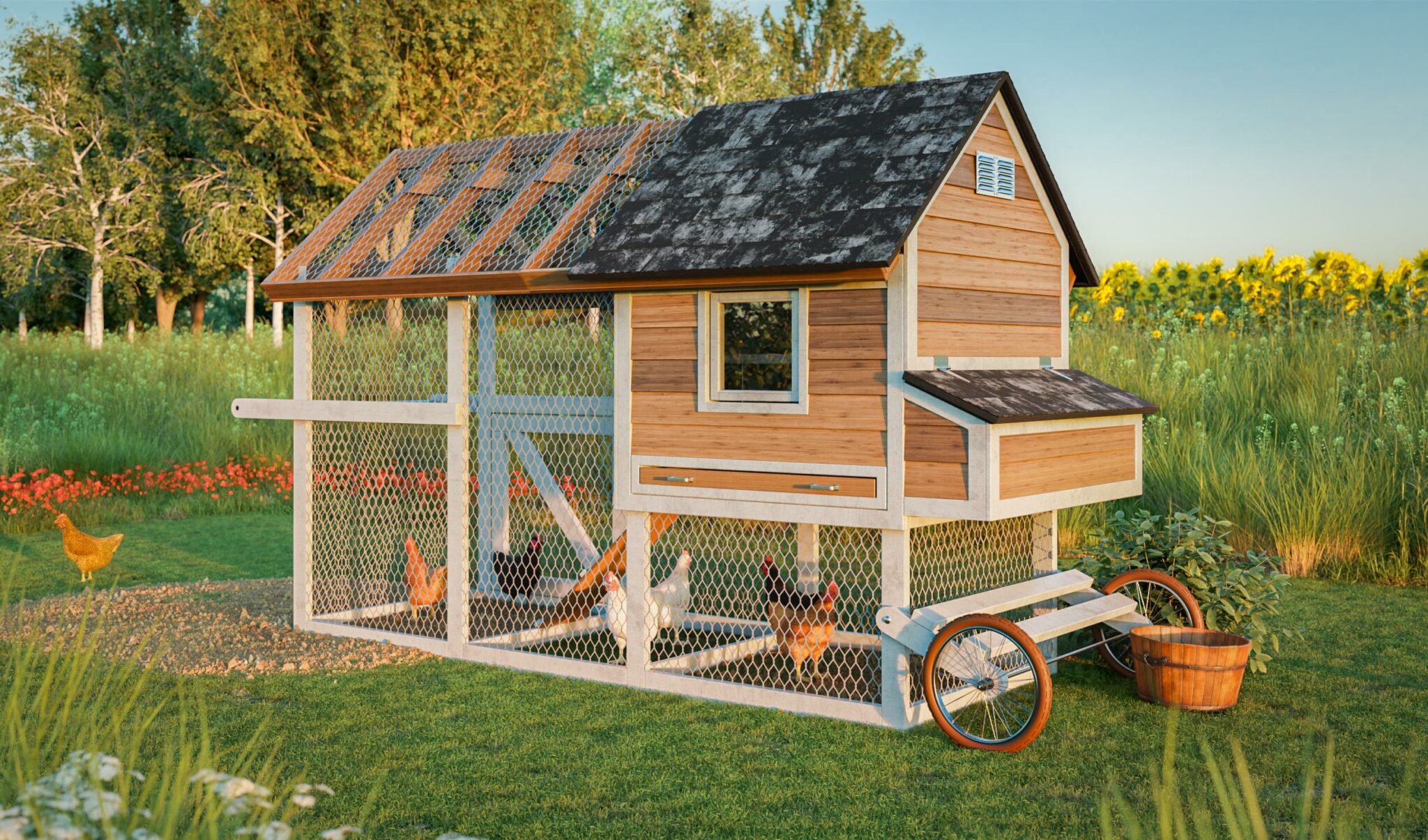 Fancy Chicken House Designs 5'x6' Gable Poultry Chicken House / Coop